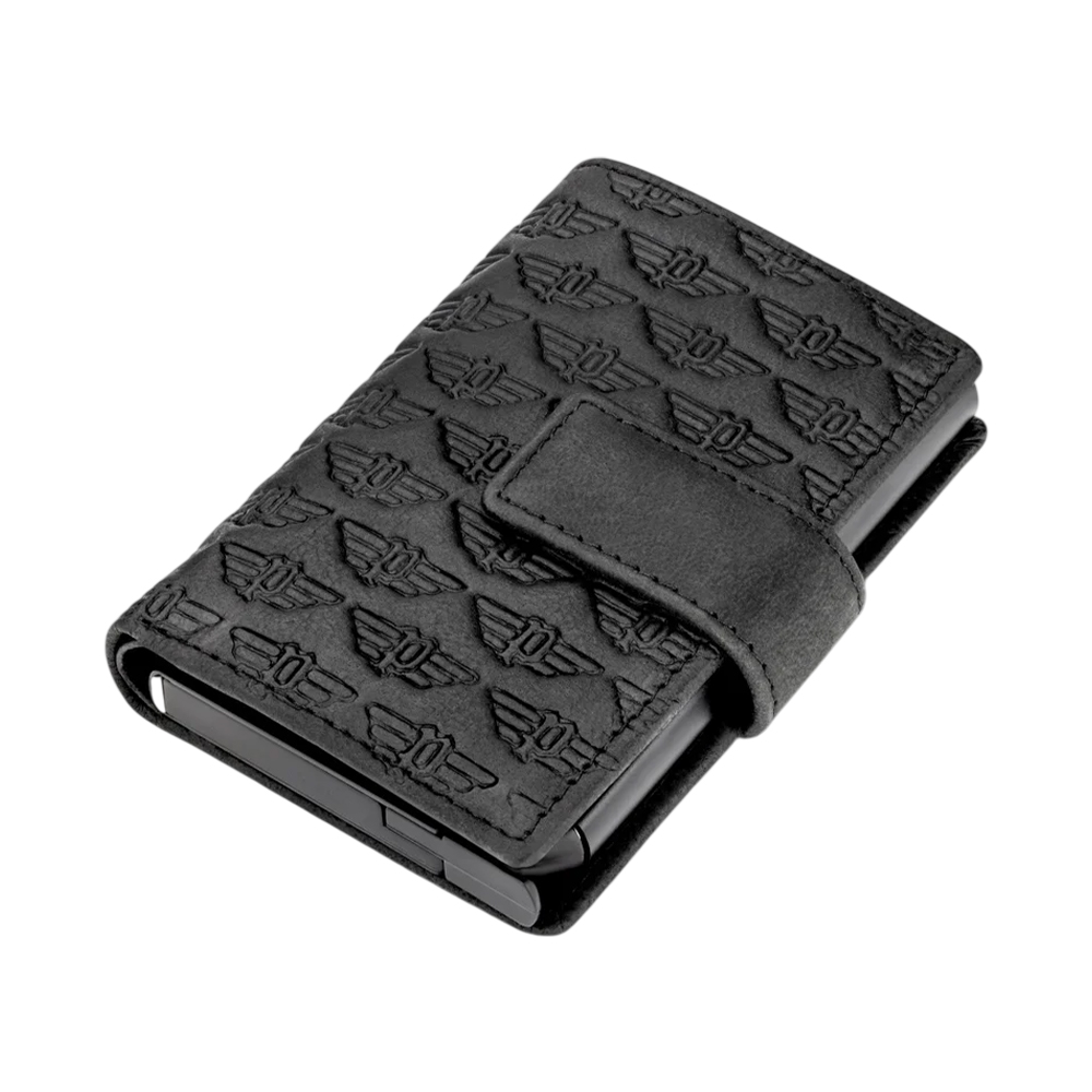 Buy Police Emboss Black Leather & Alloy Men's Automatic Card Case ...