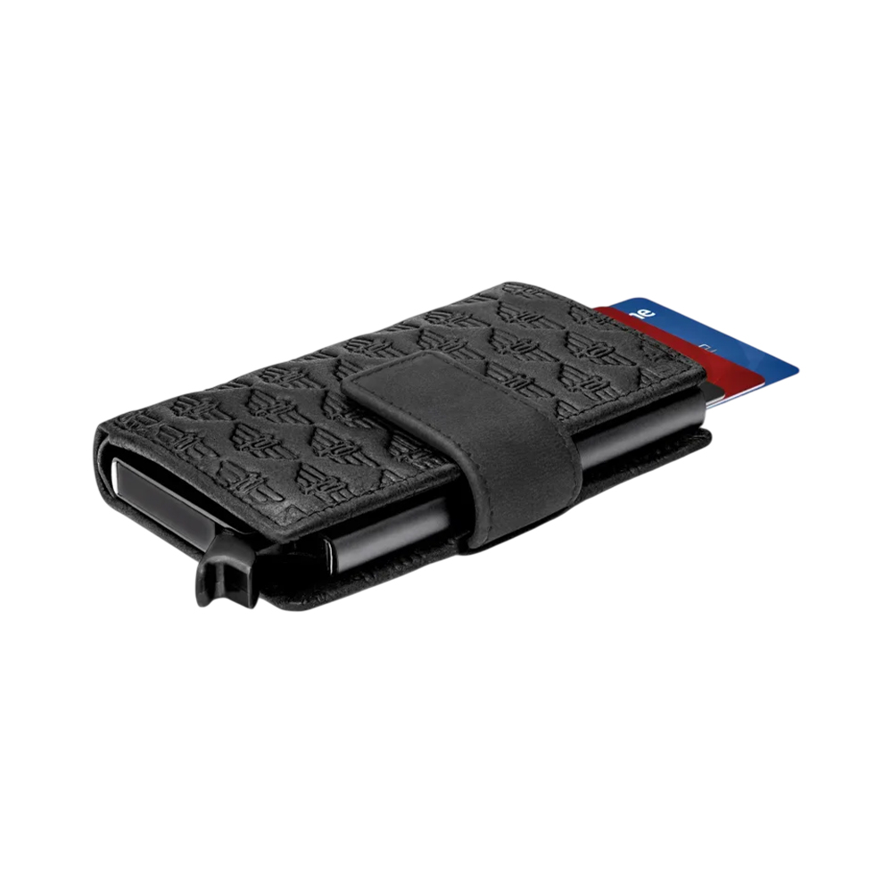 Buy Police Emboss Black Leather & Alloy Men's Automatic Card Case ...