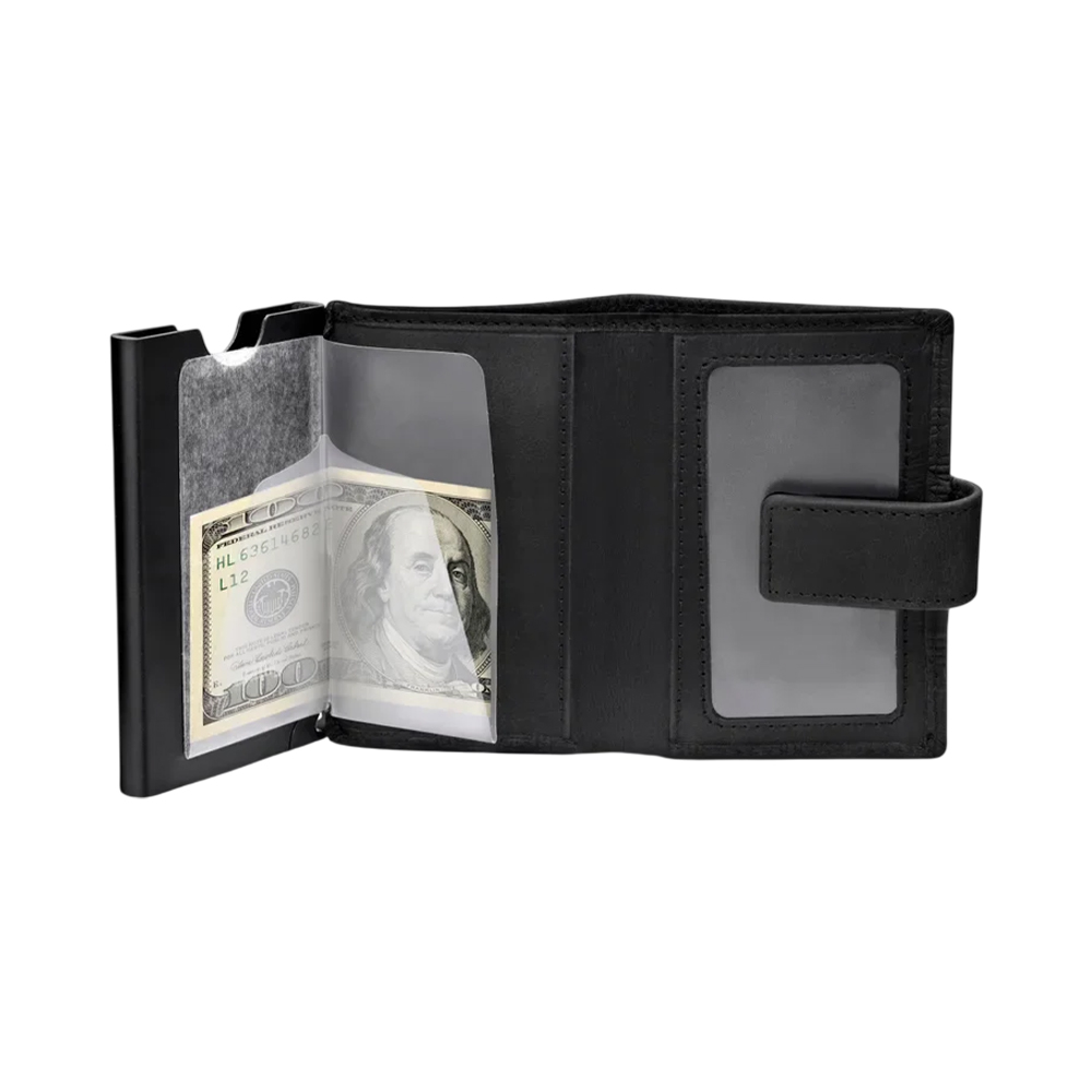 Buy Police Emboss Black Leather & Alloy Men's Automatic Card Case ...